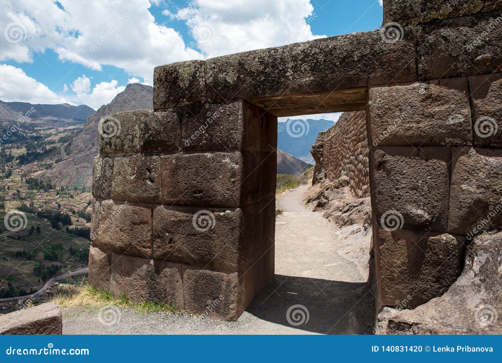 Inca Ruins in Pisac, Peruvian Ancient Gate Stock Photo - Image of ...
