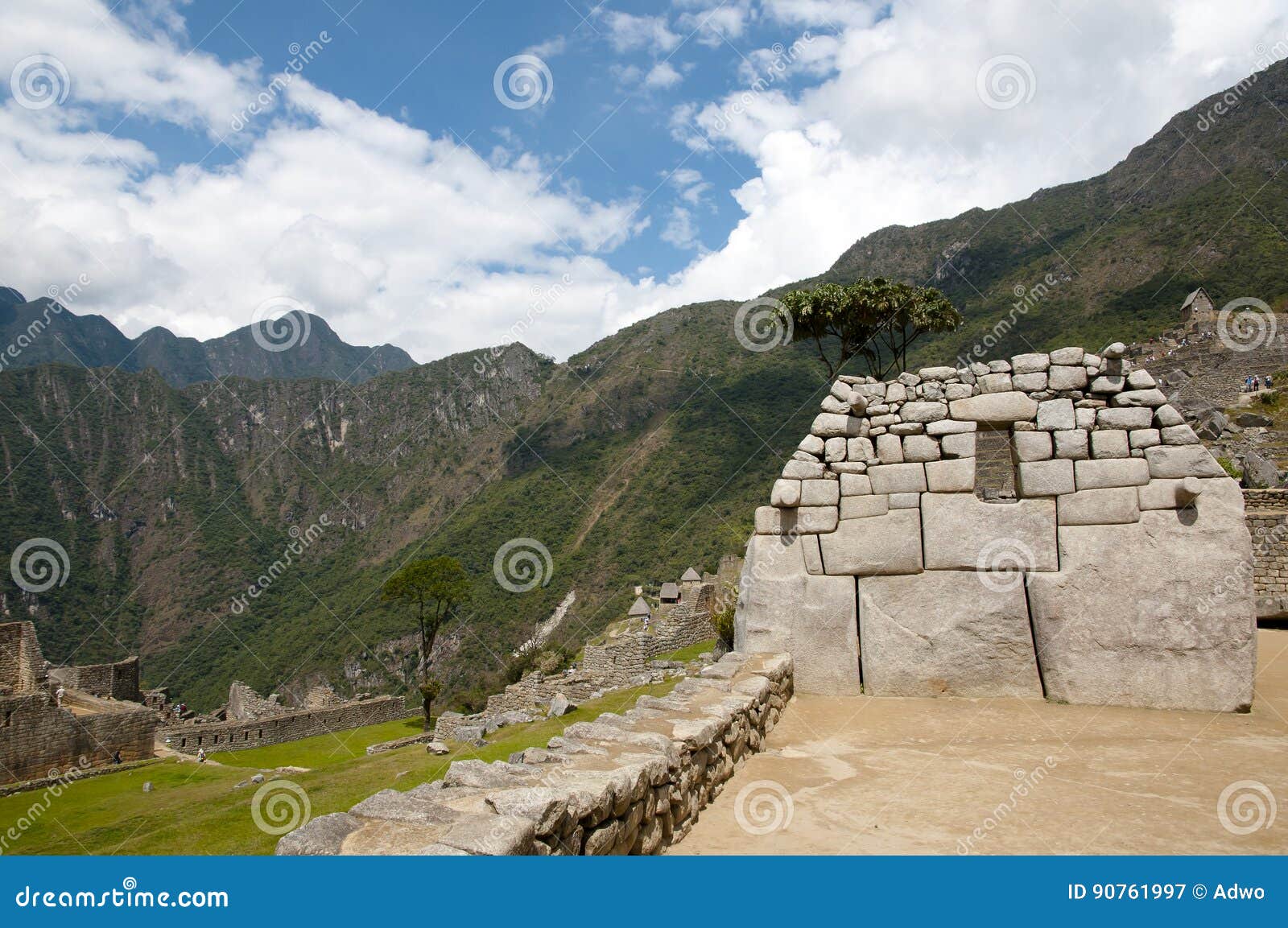 Inca Stone Bricks Construction - Machu Picchu - Peru Stock Image ...
