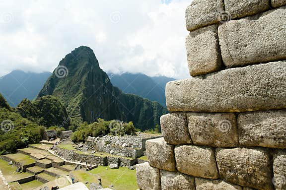 Inca Stone Bricks Construction - Machu Picchu - Peru Stock Image ...