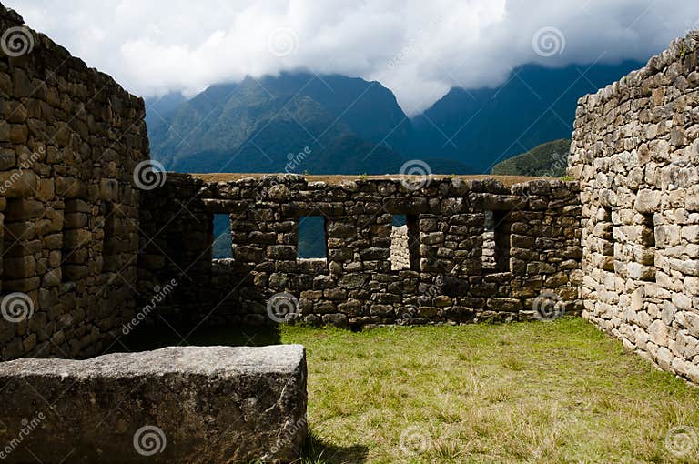Inca Stone Bricks Construction - Machu Picchu - Peru Stock Image ...