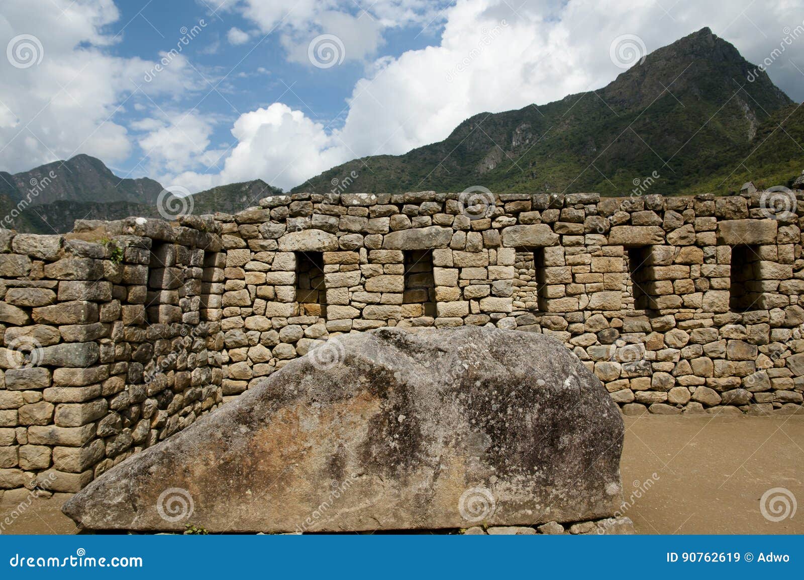 Inca Stone Bricks Construction - Machu Picchu - Peru Stock Image ...