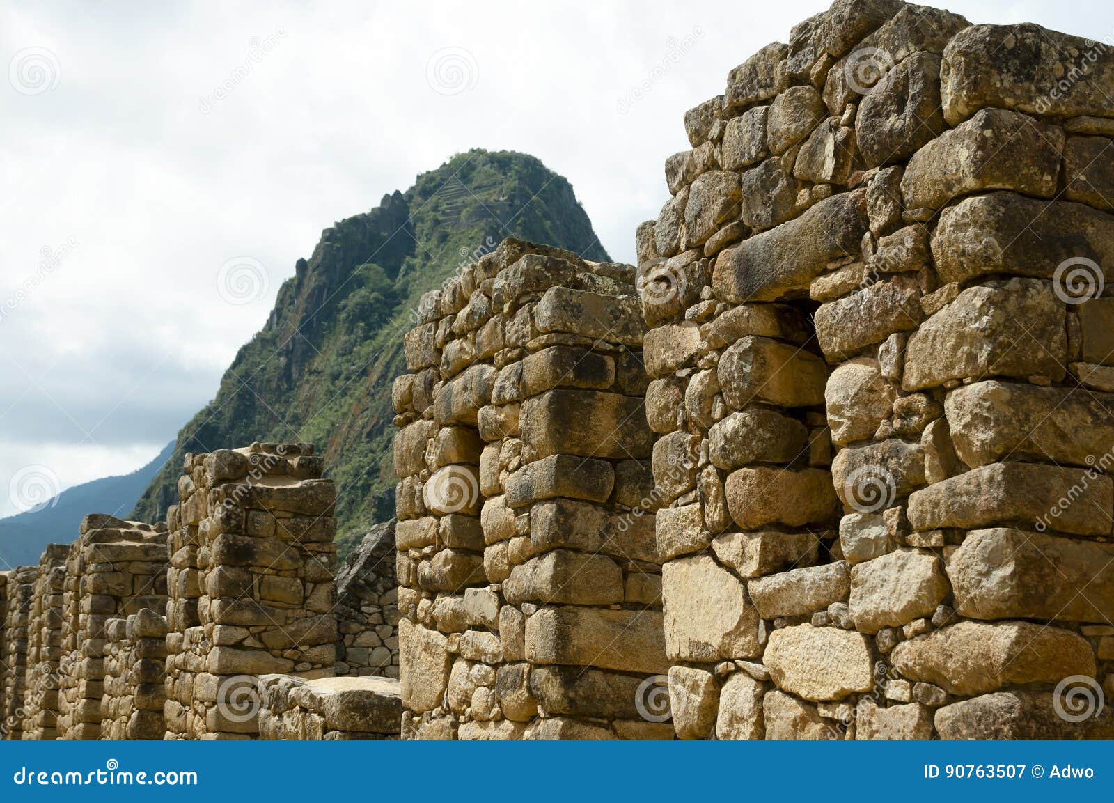 Inca Stone Bricks Construction - Machu Picchu - Peru Stock Image ...