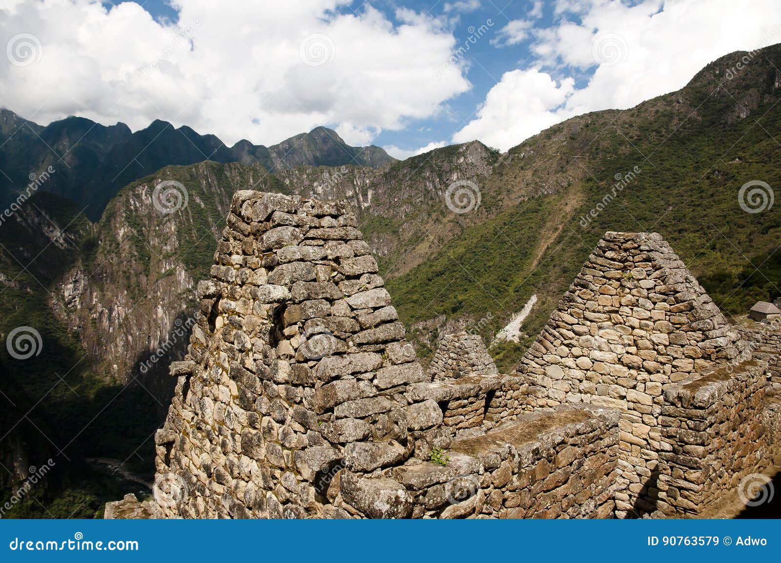 Inca Stone Bricks Construction - Machu Picchu - Peru Stock Image ...