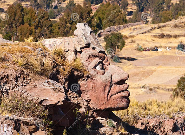 Inca Stone Face, Puno, Peru Stock Image - Image of civilization, indian ...