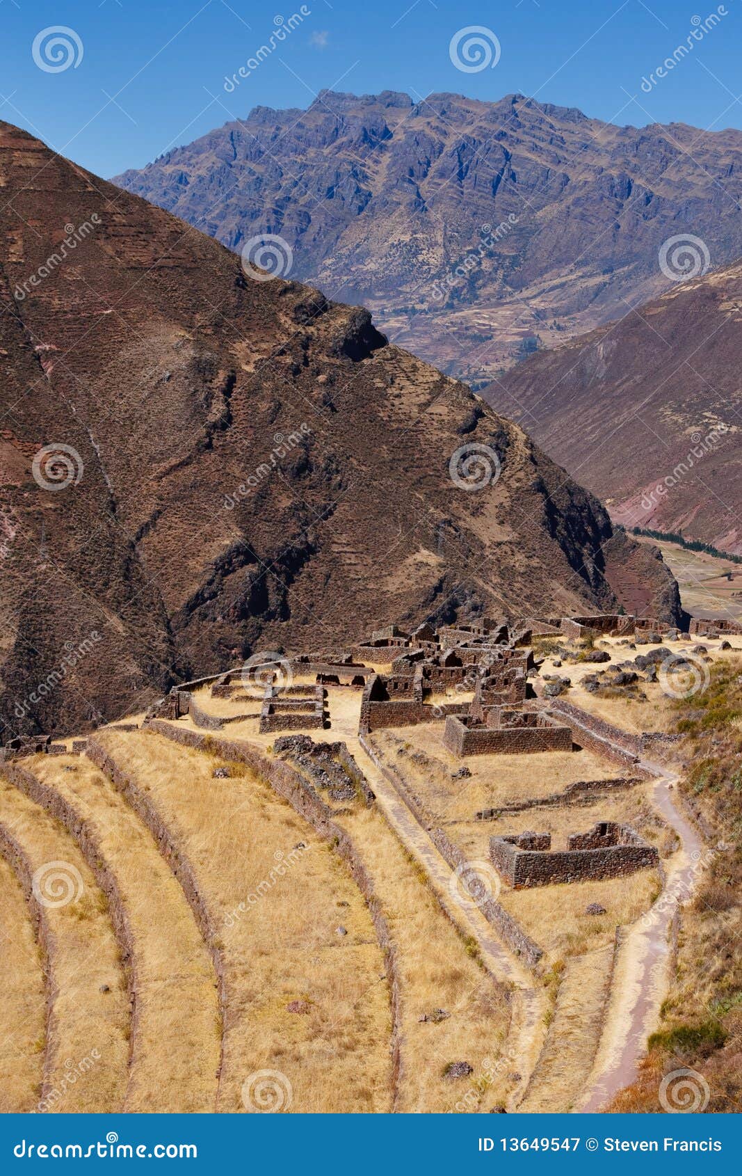 Inca terrace ruins stock image. Image of historic, ruins - 13649547