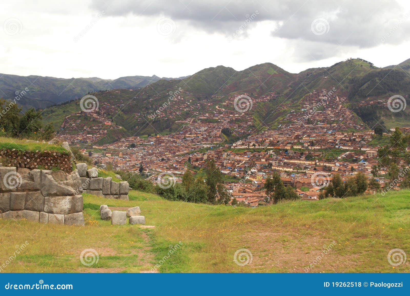 Inca Walls and Cuzco Town on the Background Stock Photo - Image of ...