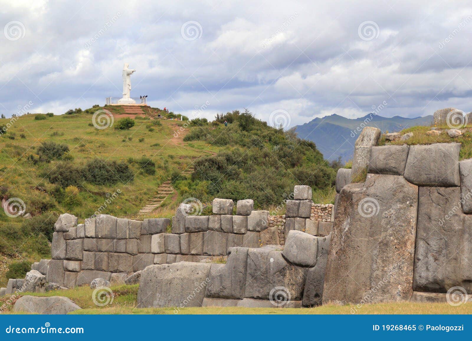 Inca Walls and Jesus stock image. Image of hill, colours - 19268465