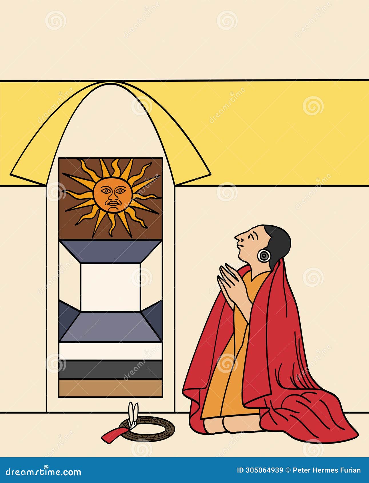 Inca Emperor Pachacutec Worshipping Inti, God Sun, at Coricancha Stock ...