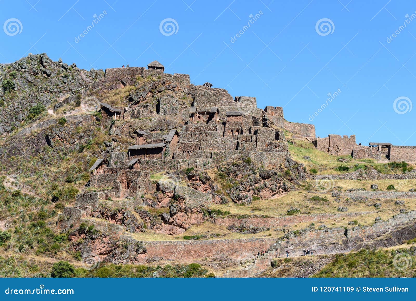 Incan Ruins at Pisac, Peru stock image. Image of qalla - 120741109