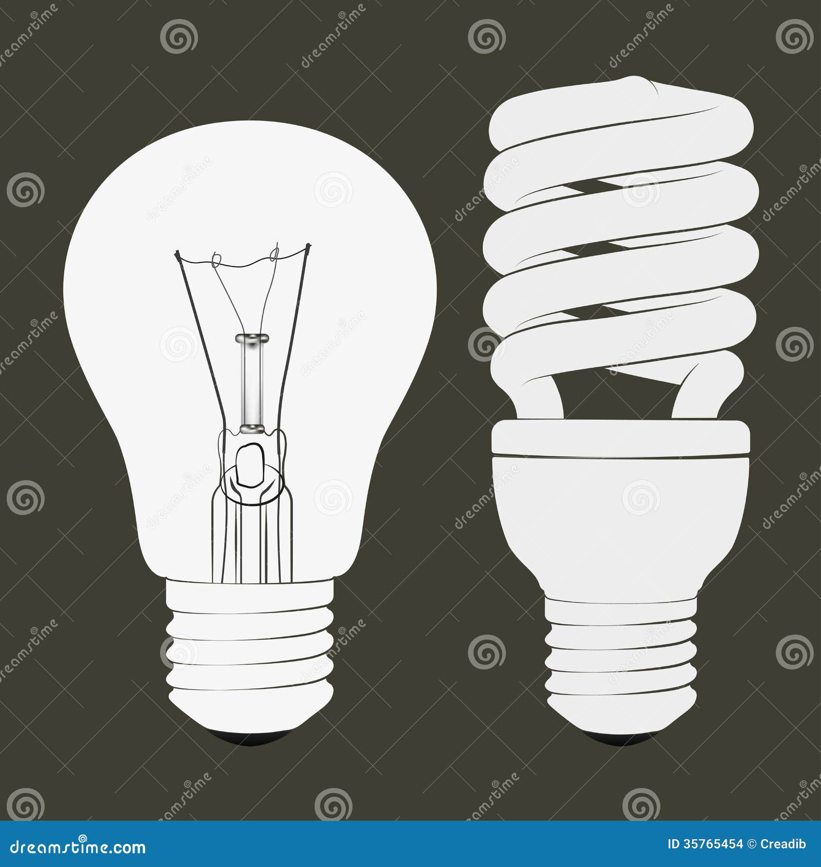 Incandescent and Fluorescent Energy Saving Light Bulbs Stock Vector ... Incandescent and Fluorescent Energy Saving Light Bulbs Stock Vector ...