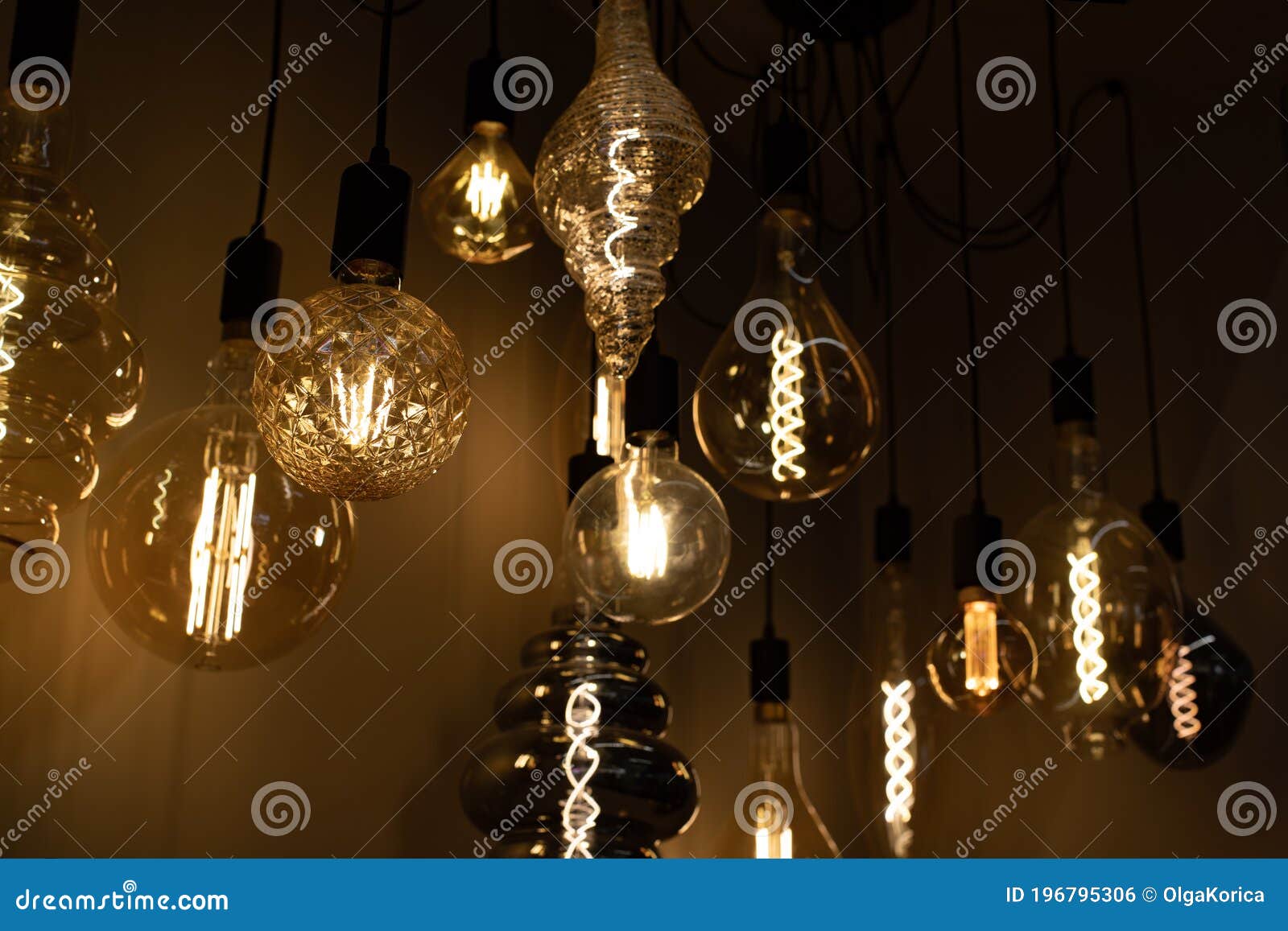 The Incandescent Lamp is Round, Oval, Creative Shape. Set of Lighting ...