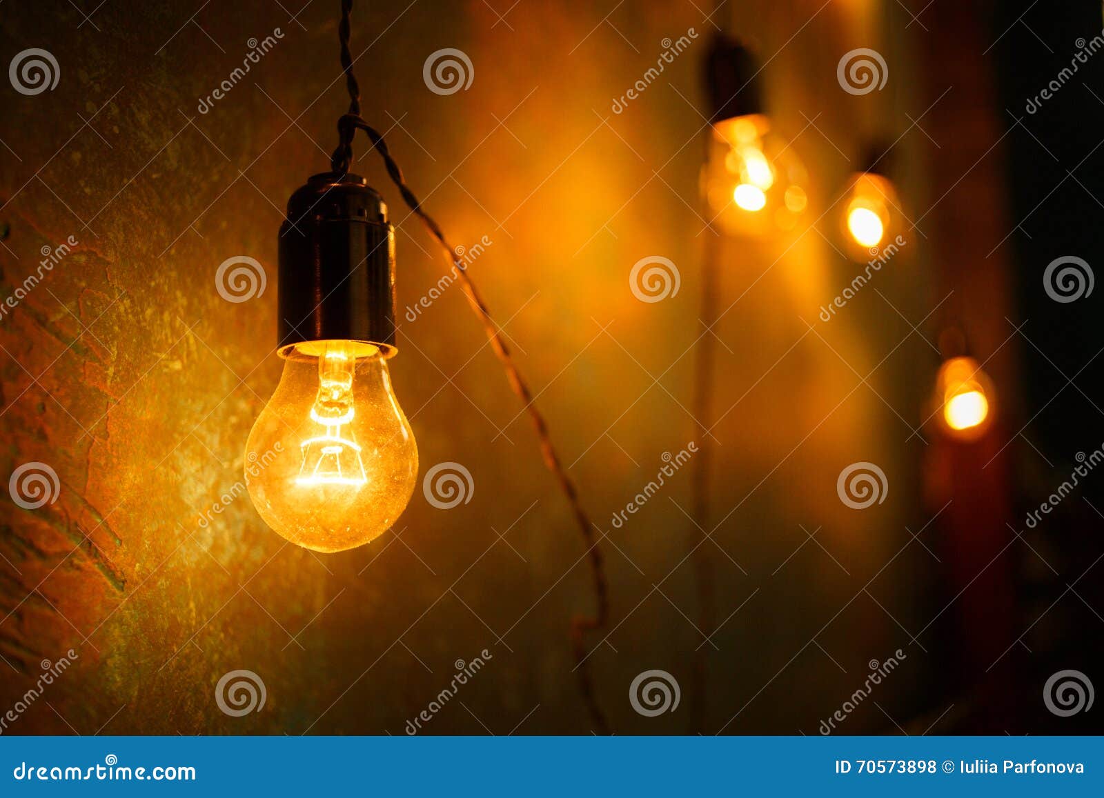 Incandescent Lamps in a Modern Studio. Edison Lamp. Stock Photo - Image ...