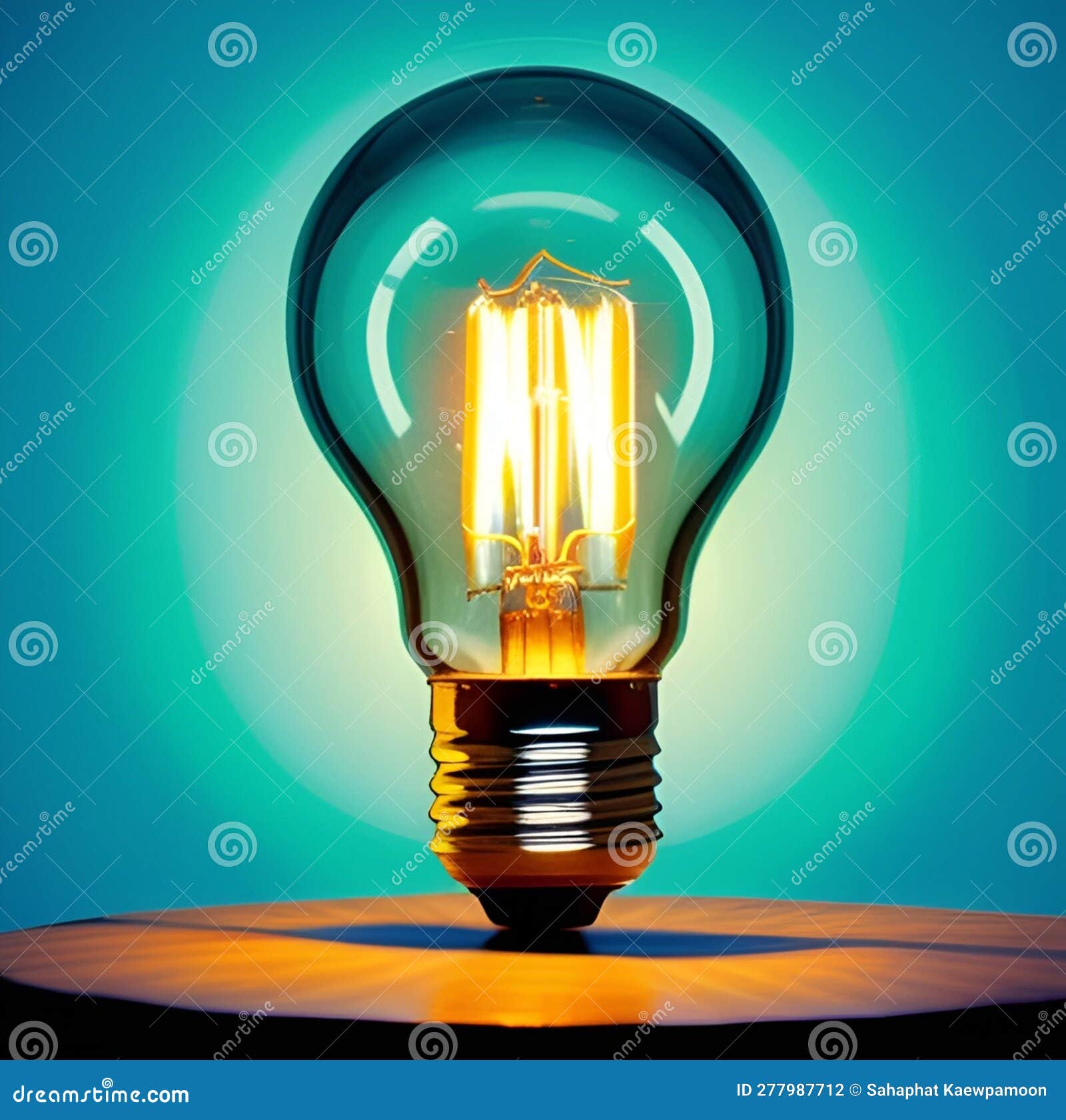 Incandescent Light Bulb on a Blue Background. 3d Rendering Stock ...