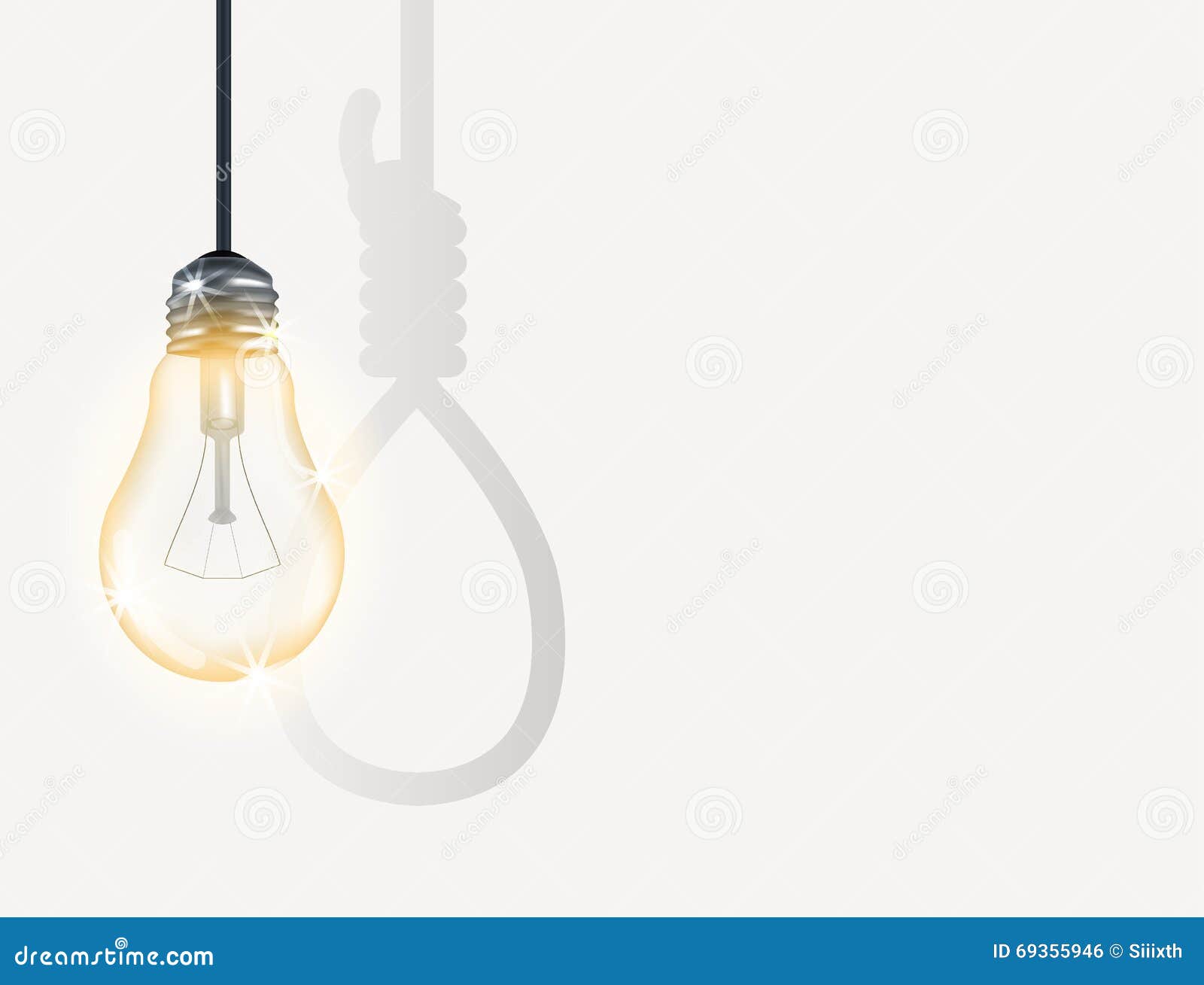 Incandescent Light Bulb with Hanging Rope Stock Vector - Illustration ...
