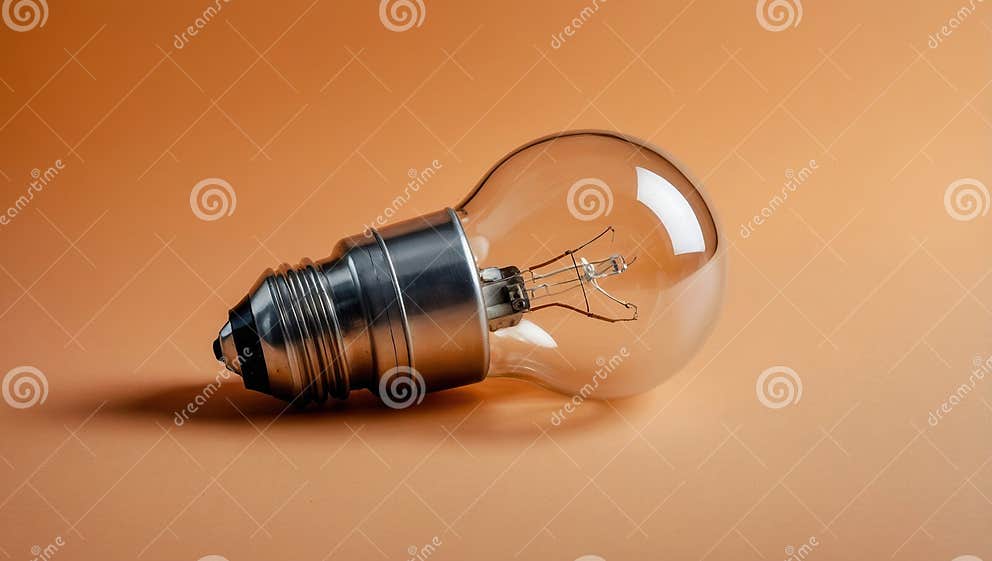 Incandescent Light Bulb Resting on a Flat Surface with Filament Intact ...
