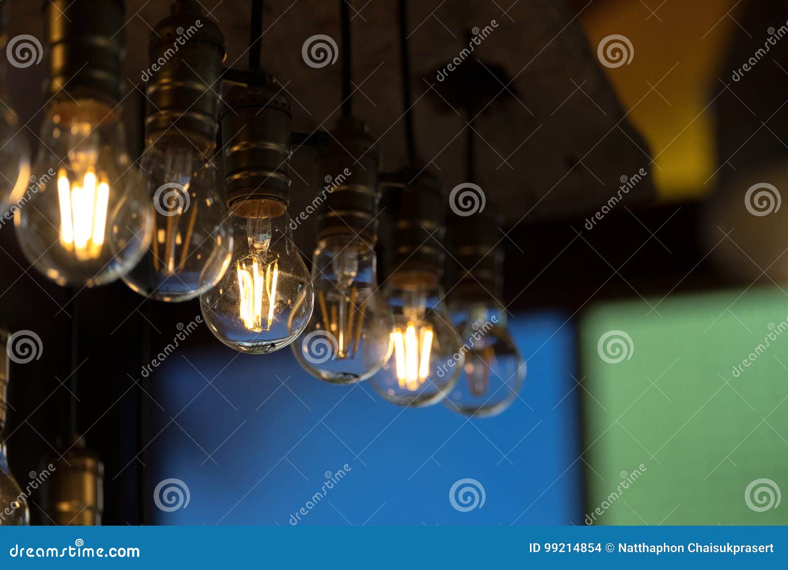 Incandescent Light Bulb in the Row Stock Photo - Image of idea, hanging ...