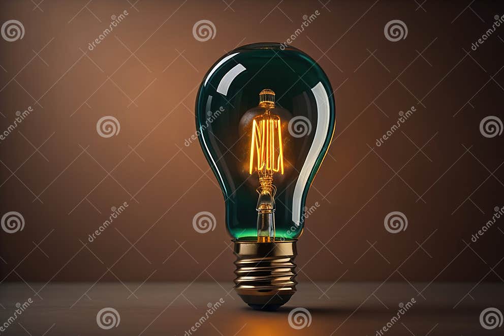 Incandescent Light Bulb on Solid Color Background. Ai Generative Stock ...
