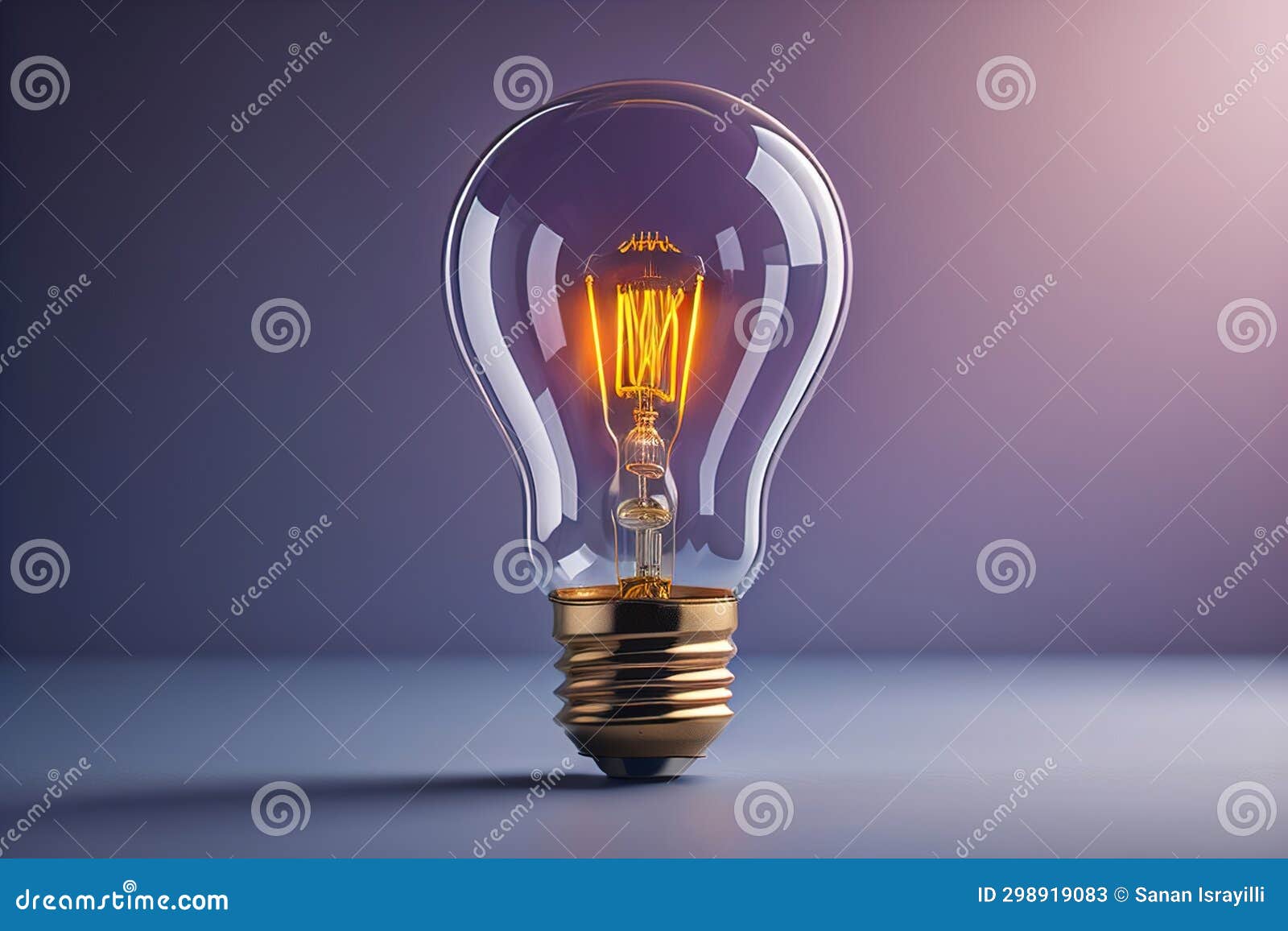 Incandescent Light Bulb on Solid Color Background. Ai Generative Stock ...