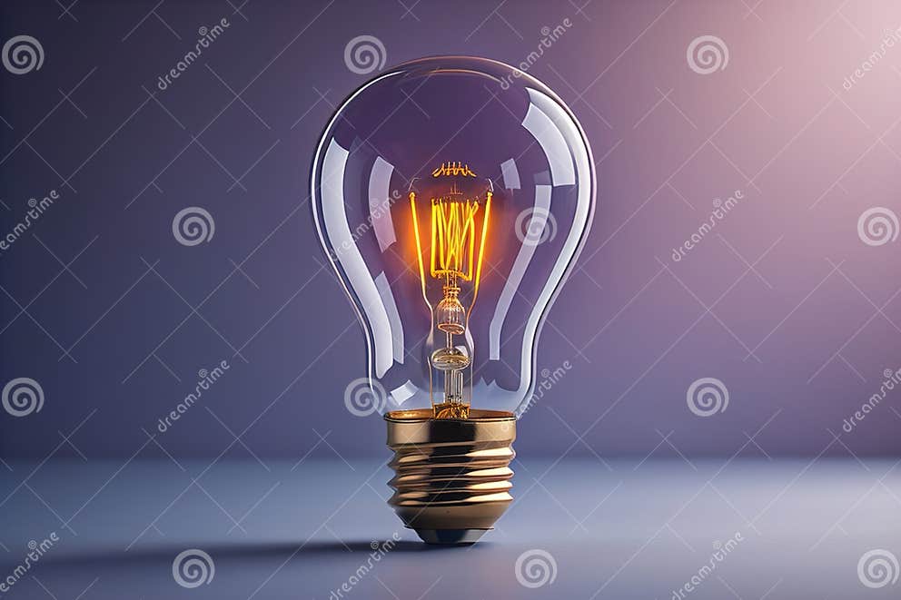 Incandescent Light Bulb on Solid Color Background. Ai Generative Stock ...