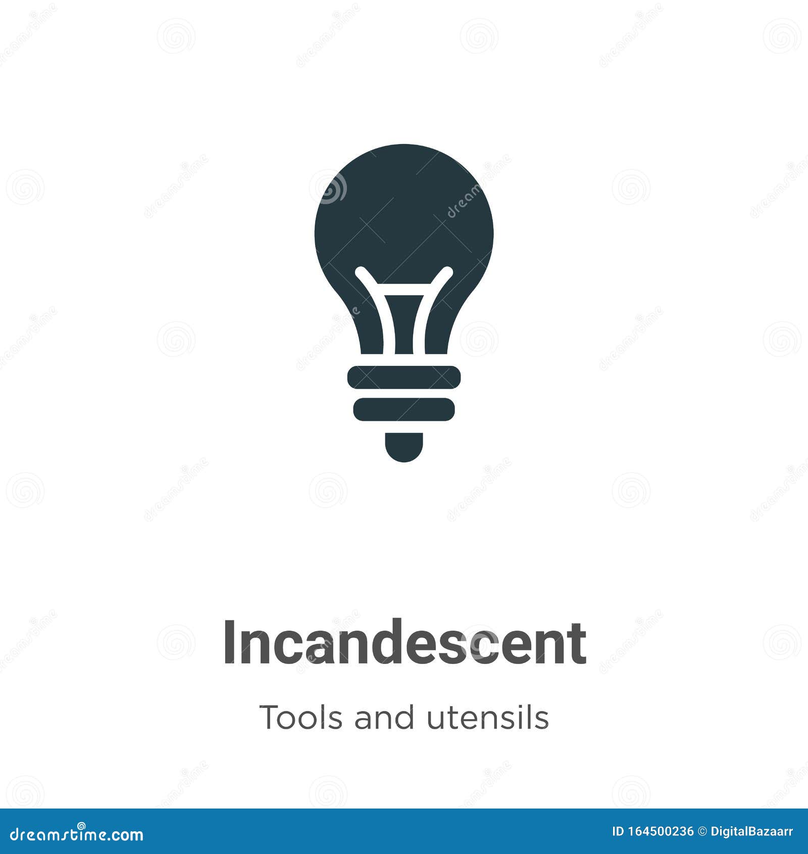 Incandescent Vector Icon on White Background. Flat Vector Incandescent ...