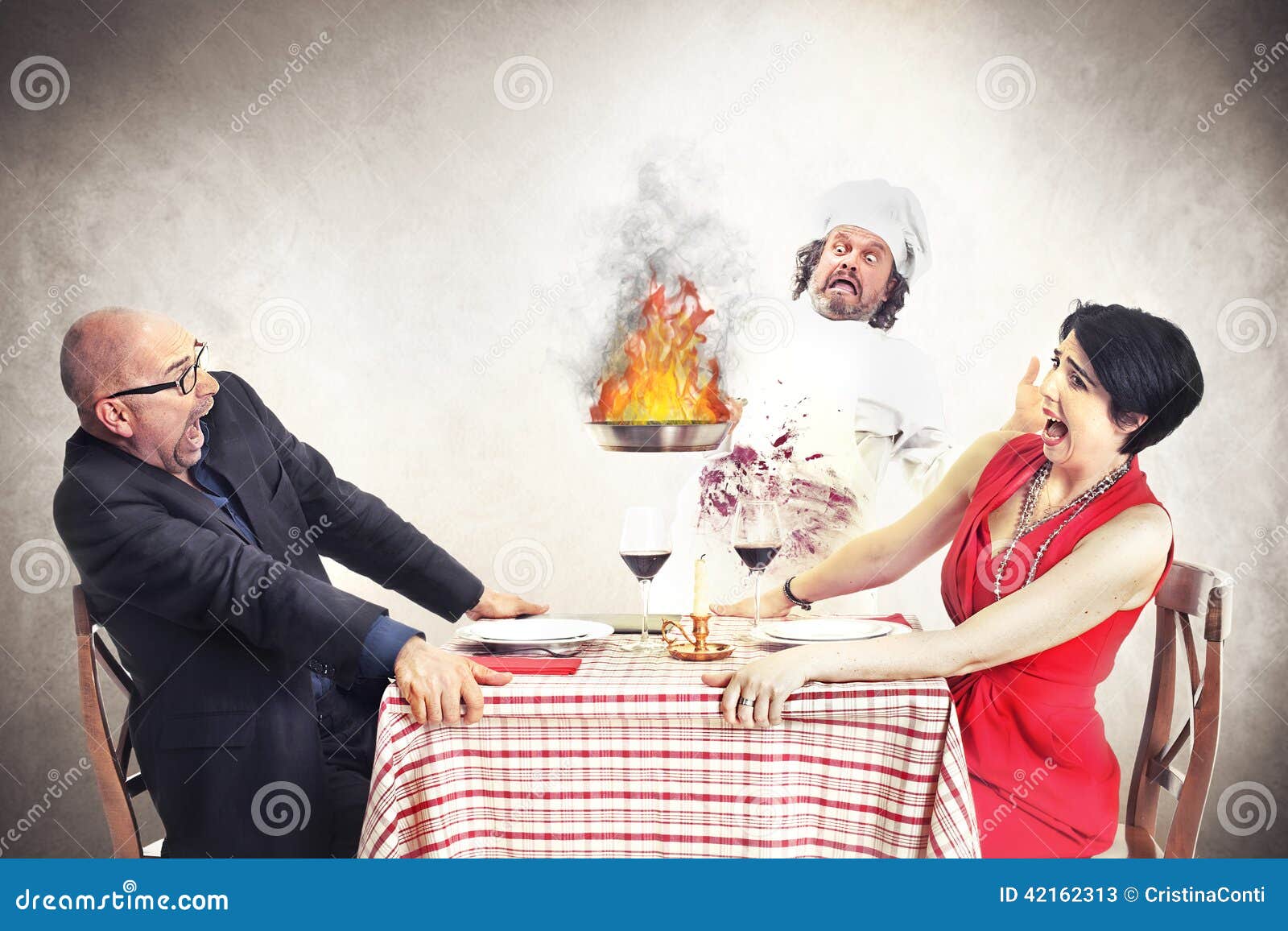 Incapacitated Chef Loose Controll of the Fire Stock Image - Image of ...