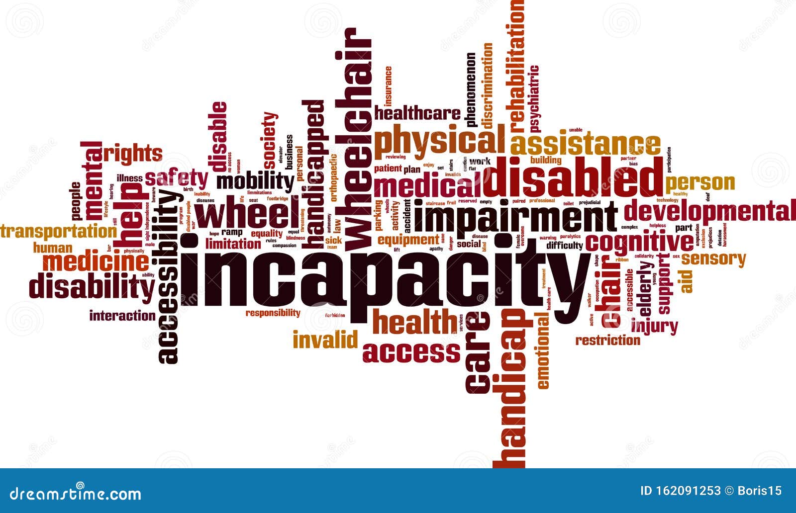 Incapacity word cloud stock vector. Illustration of difficulty - 162091253