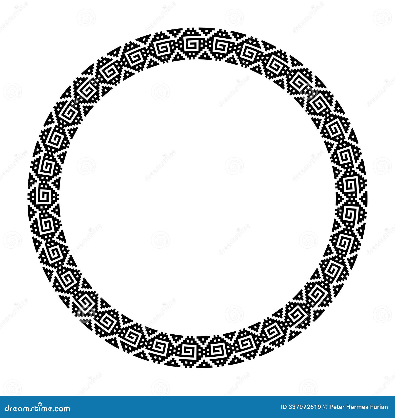 Inca Stepped Spiral Motif, Circle Frame with Greek Meander Pattern ...