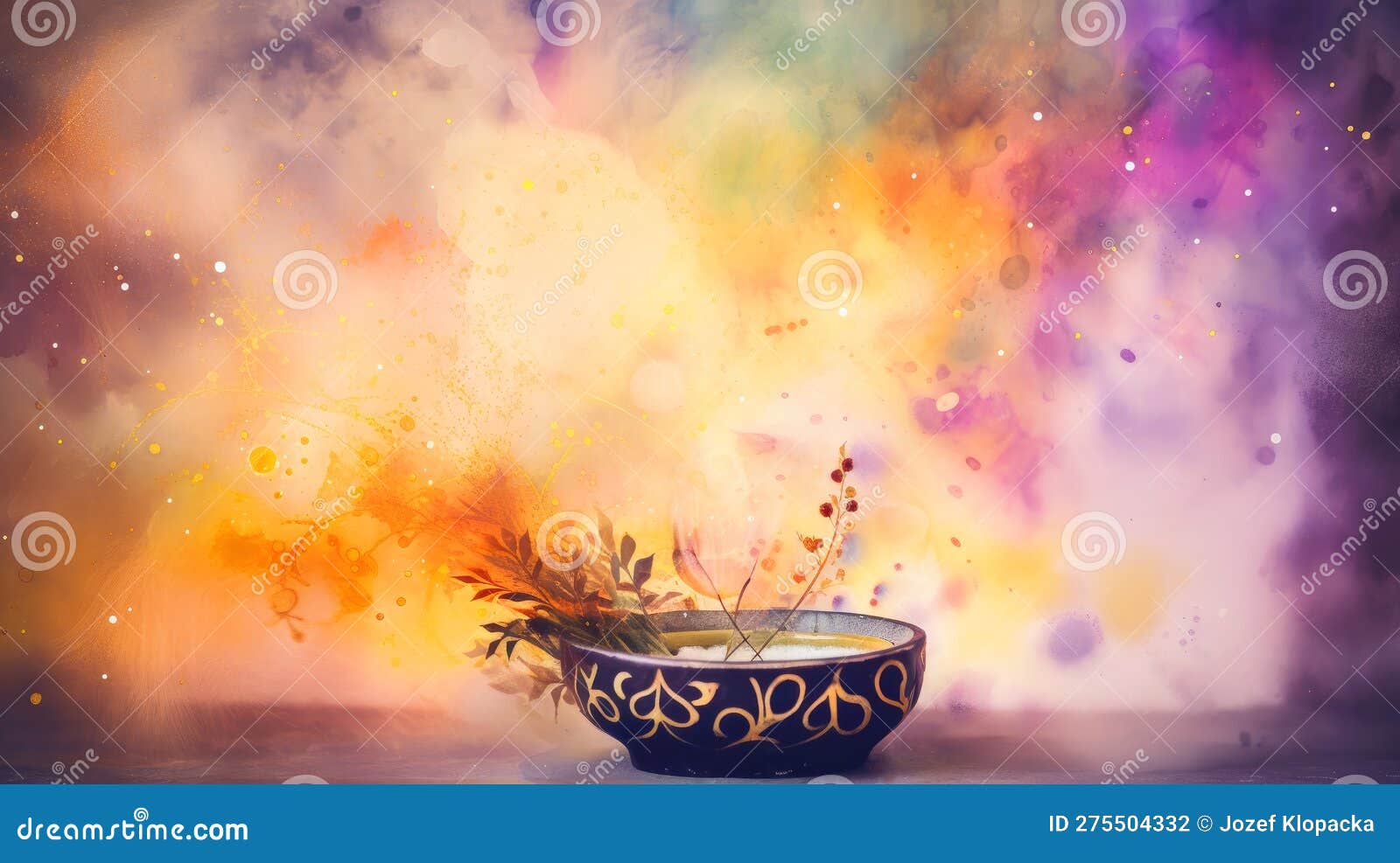 Incense on Abstract Background, Watercolor Style. Generative Ai. Stock ...
