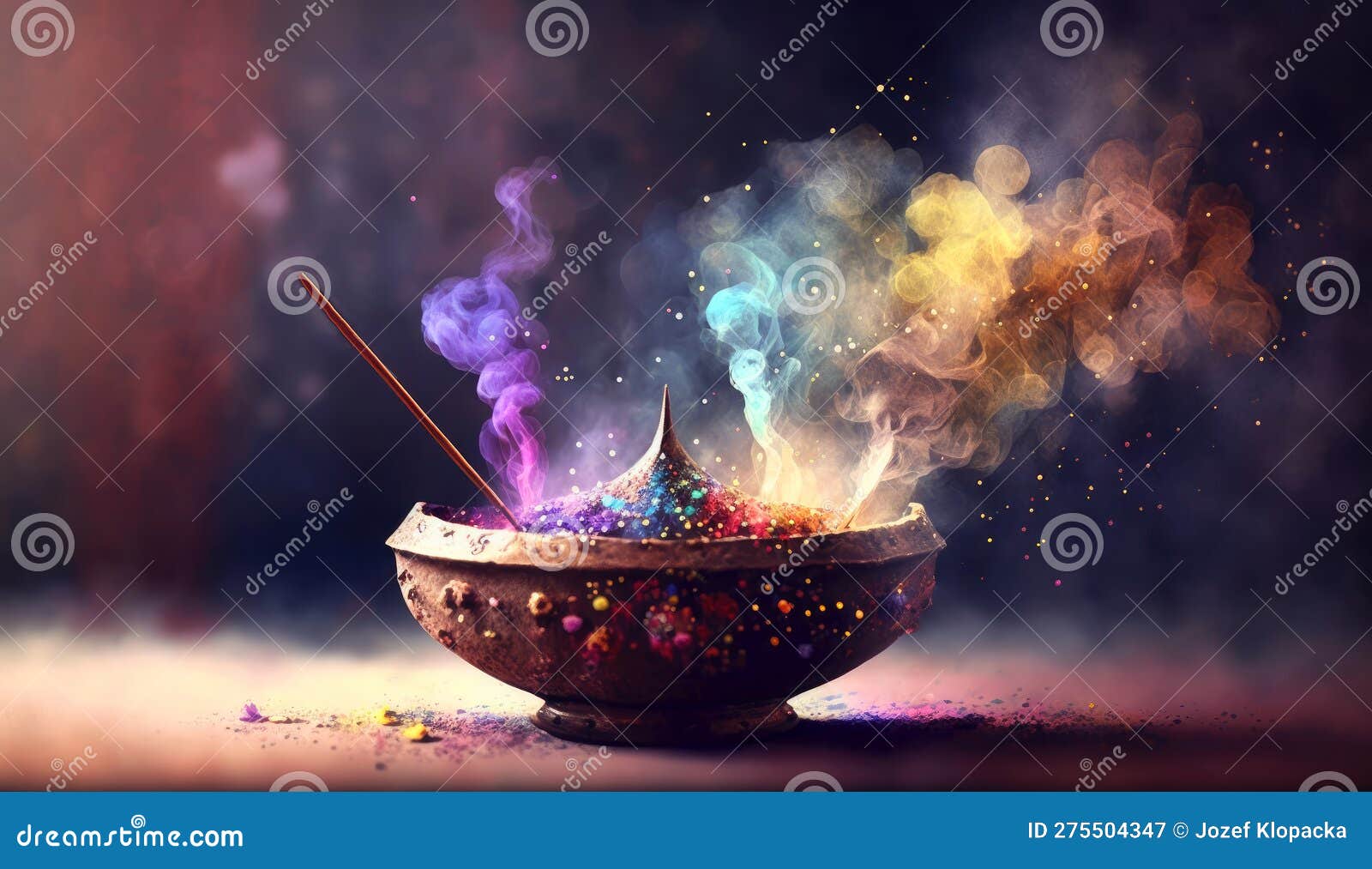Incense on Abstract Background, Watercolor Style. Generative Ai. Stock ...