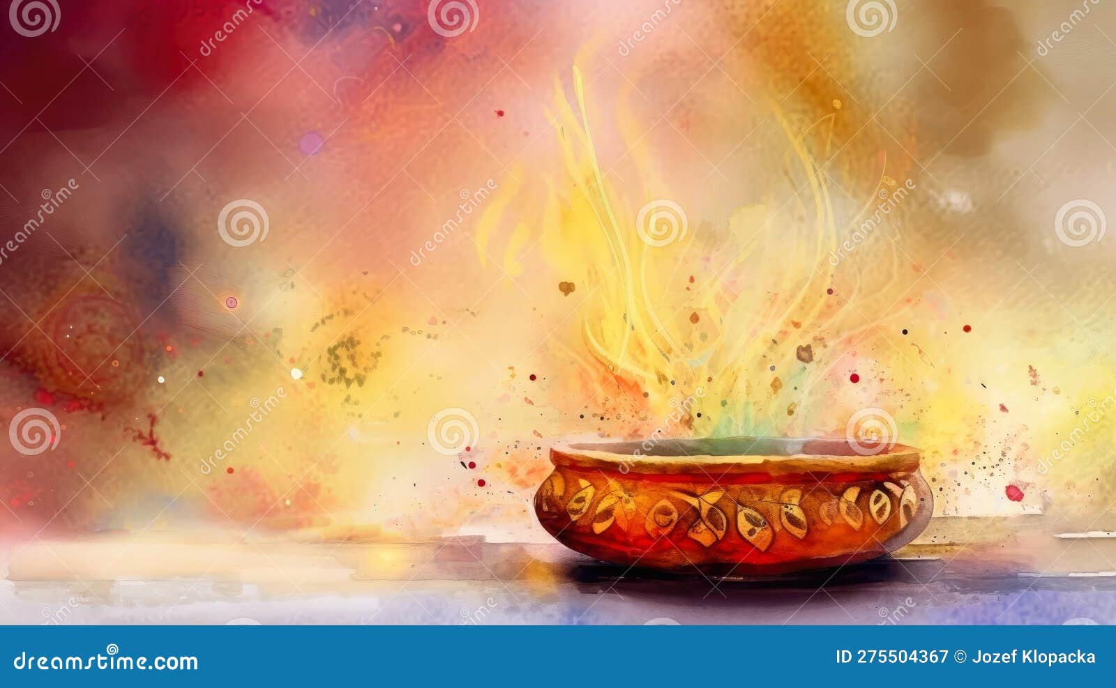 Incense on Abstract Background, Watercolor Style. Generative Ai. Stock ...