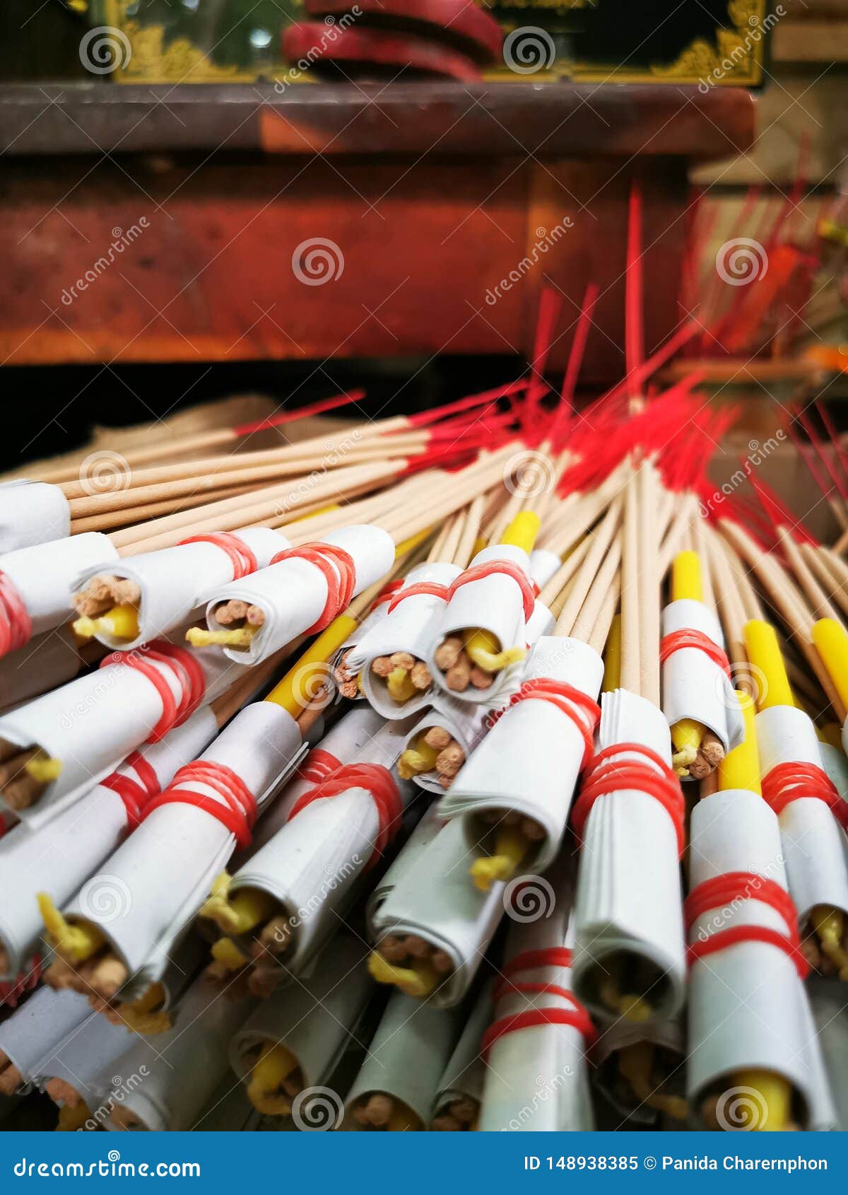 Incense Candle Gold leaf stock image. Image of gold - 148938385