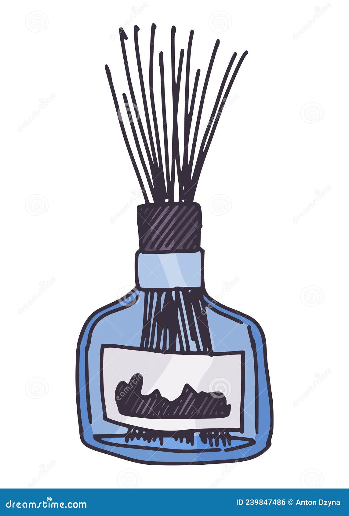 Incense Sticks in Spa Jar. Doodle Simple Drawing Stock Vector ...