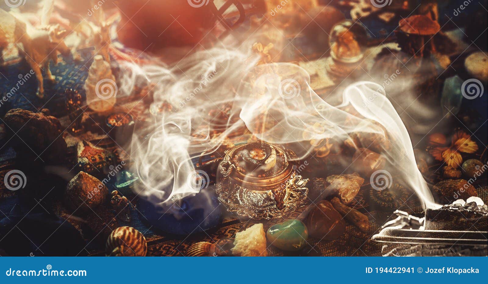 Incense in a Woman Hand, Incense Smoke on a Black Background. Stock ...