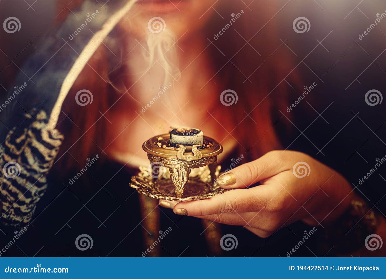 Incense In A Woman Hand, Ceremony Space. Royalty-Free Stock Photography ...