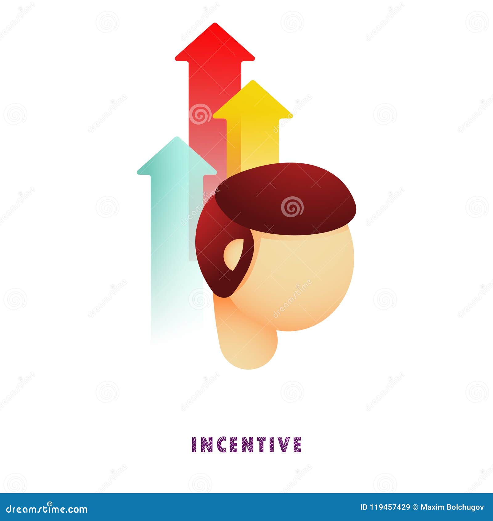 Incentive. Arrows from Head. Vector. Flat. Gradient Illustration. Icon ...