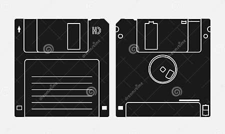 3,5-Inch Floppy Disk or Diskette. Outline Illustration Stock Vector ...