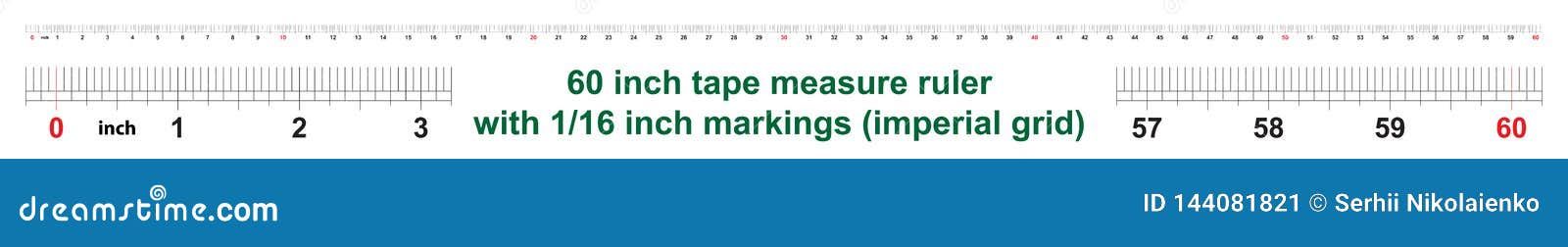 60 Inch Ruler. Marking Accuracy is One Sixteenth of an Inch Stock ...