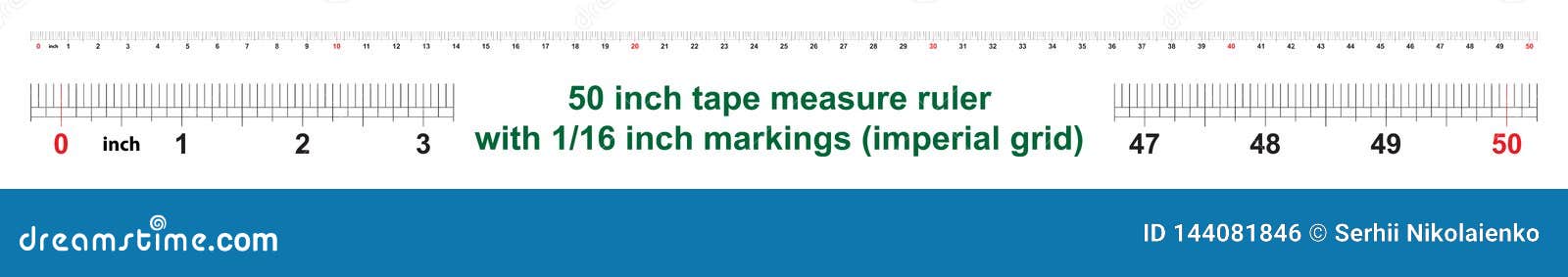 50 Inch Ruler. Marking Accuracy is One Sixteenth of an Inch Stock ...