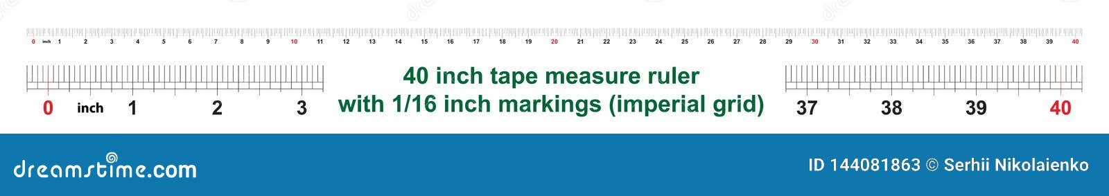 40 Inch Ruler. Marking Accuracy is One Sixteenth of an Inch Stock ...