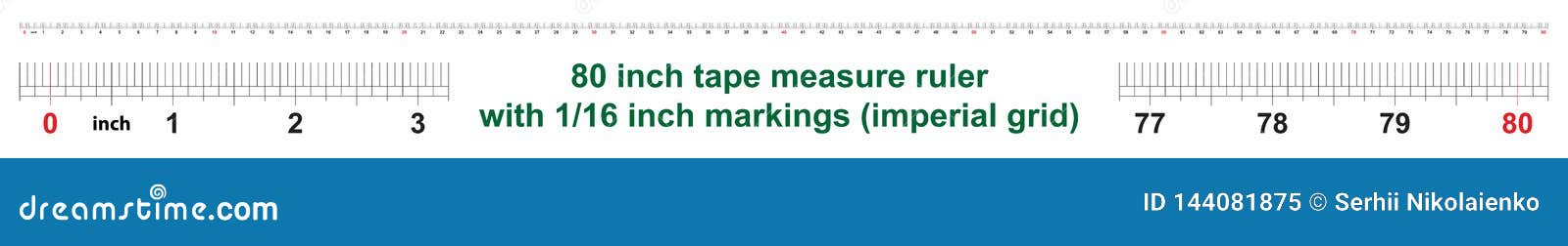 80 Inch Ruler. Marking Accuracy is One Sixteenth of an Inch Stock ...