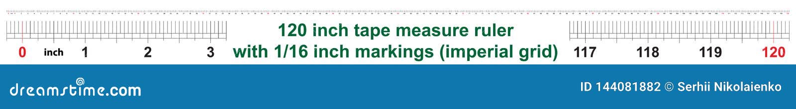 120 Inch Ruler. Marking Accuracy is One Sixteenth of an Inch Stock ...