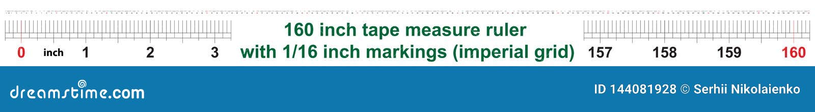 160 Inch Ruler. Marking Accuracy is One Sixteenth of an Inch Stock ...