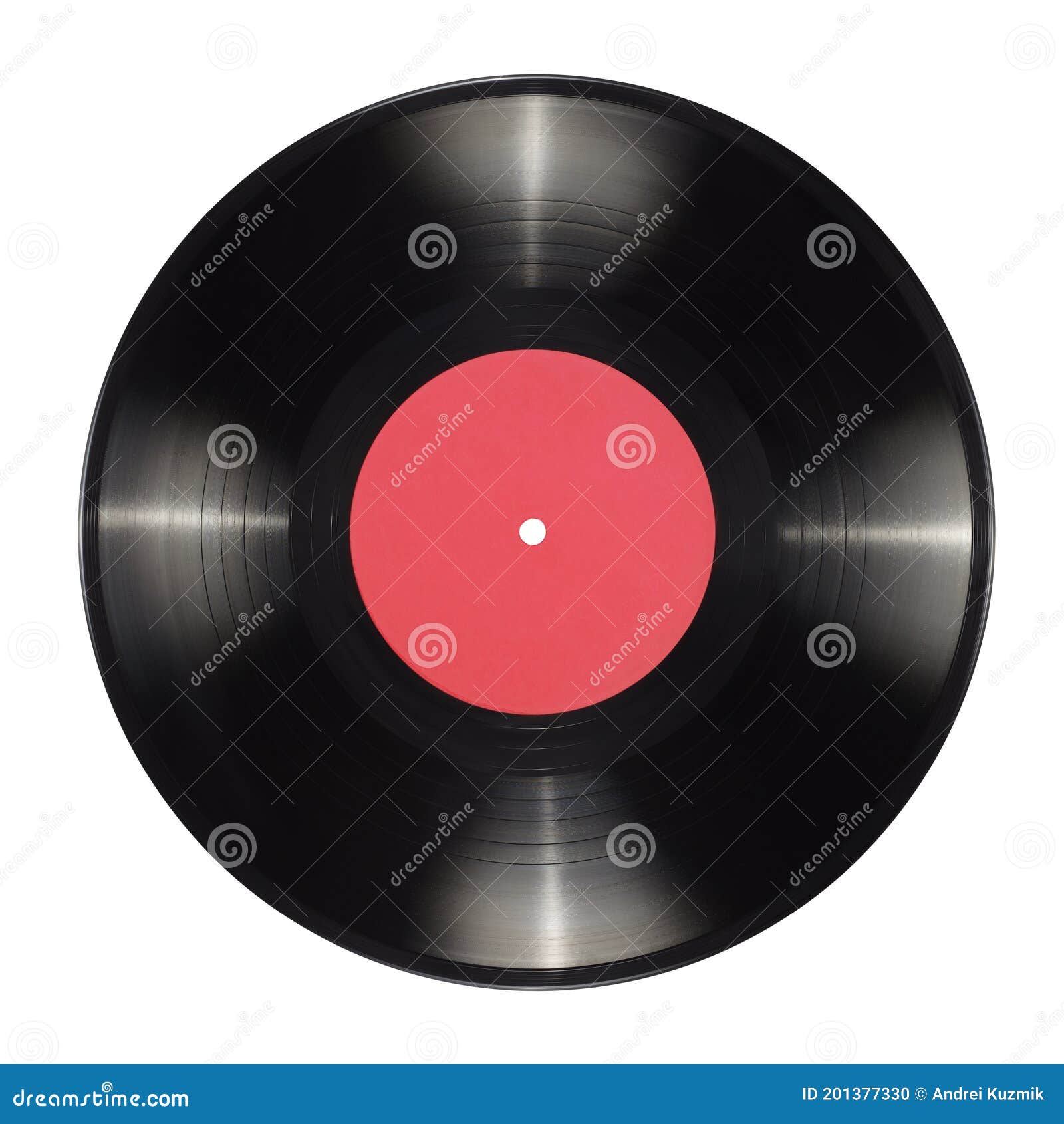 10-inch Vinyl Record with Blank Red Label Isolated Stock Photo - Image ...