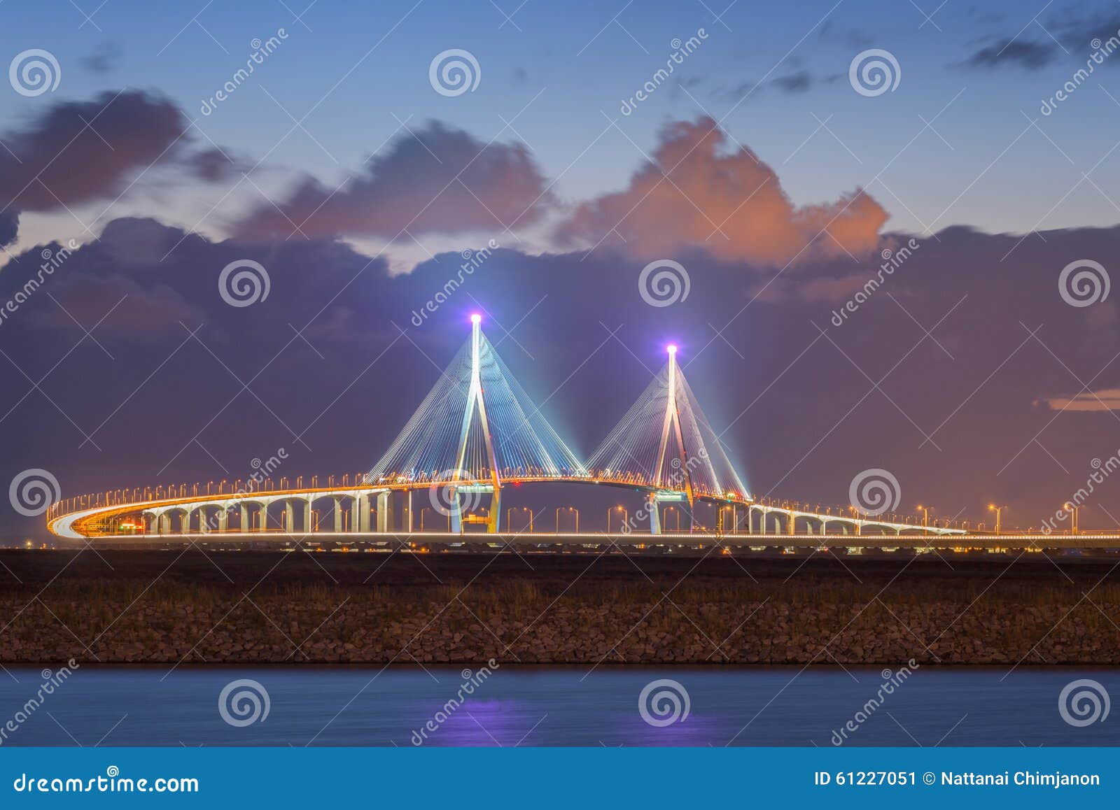 Incheon Bridge at Night ,seoul Korea Stock Image - Image of korean ...
