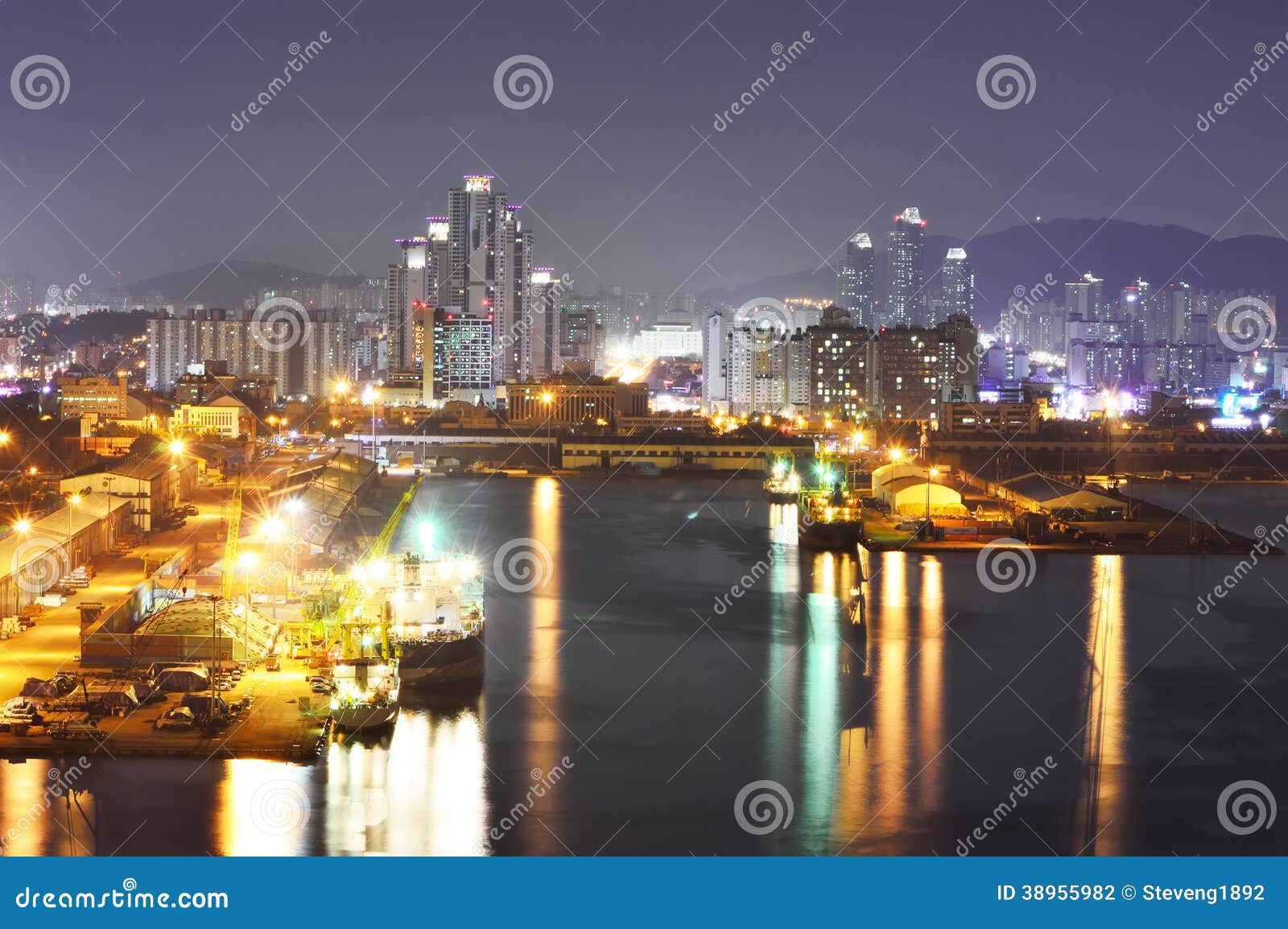 Incheon at Night Panoramic View Over the City Stock Photo - Image of ...