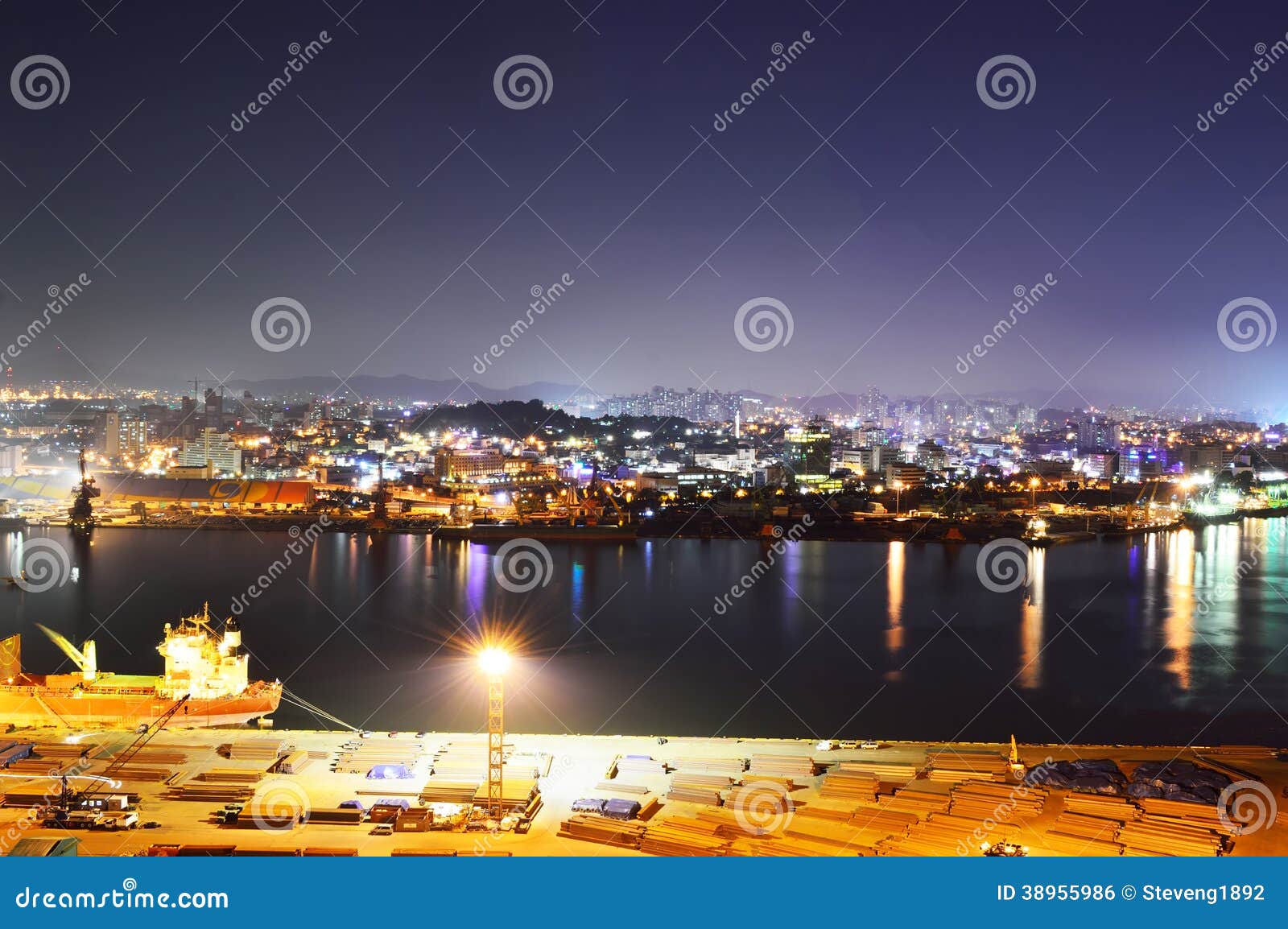 Incheon at Night Panoramic View Over the City Stock Photo - Image of ...