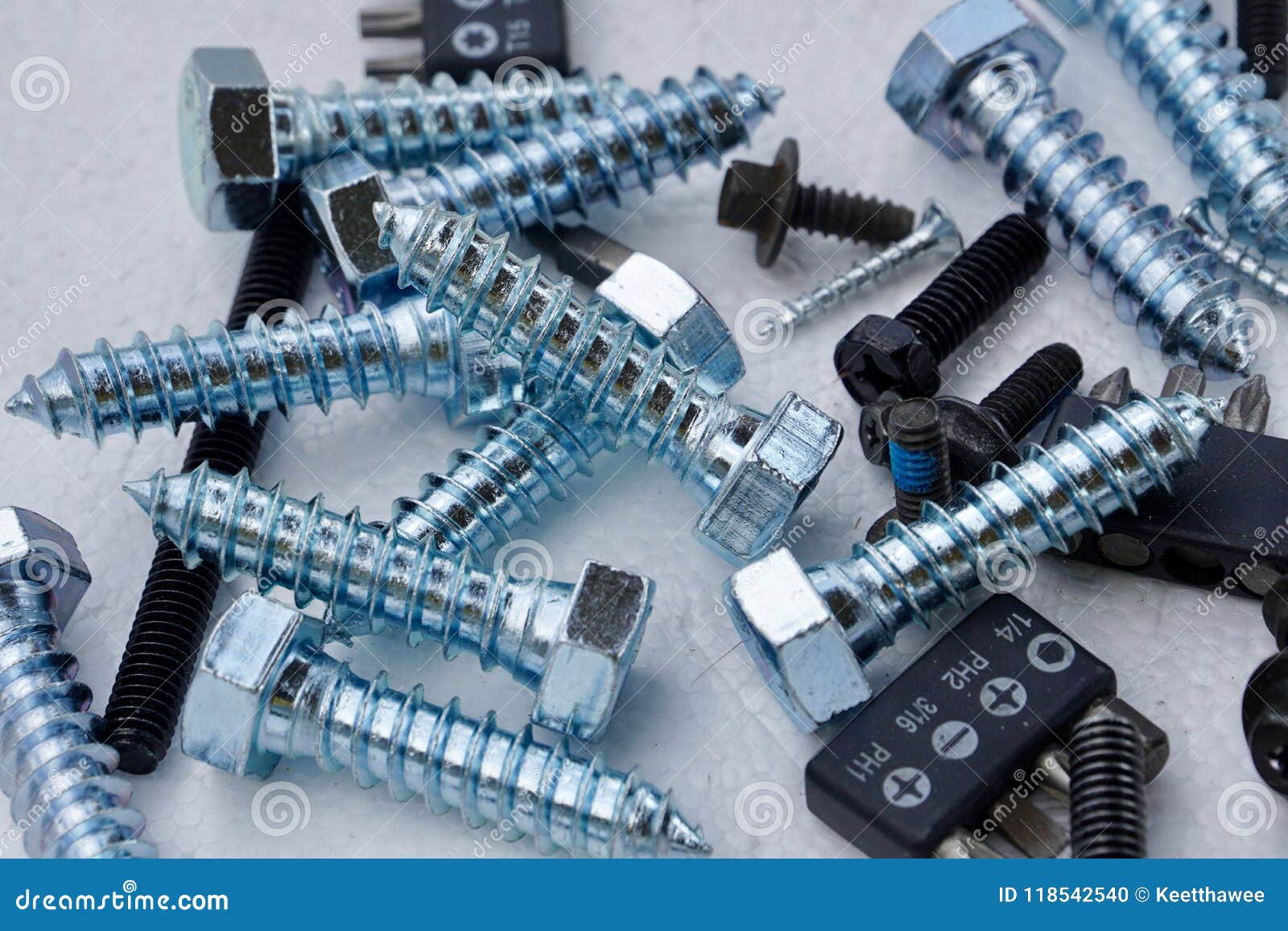 2 Inches of Stanless Still and Black Screw. Stock Photo - Image of ...