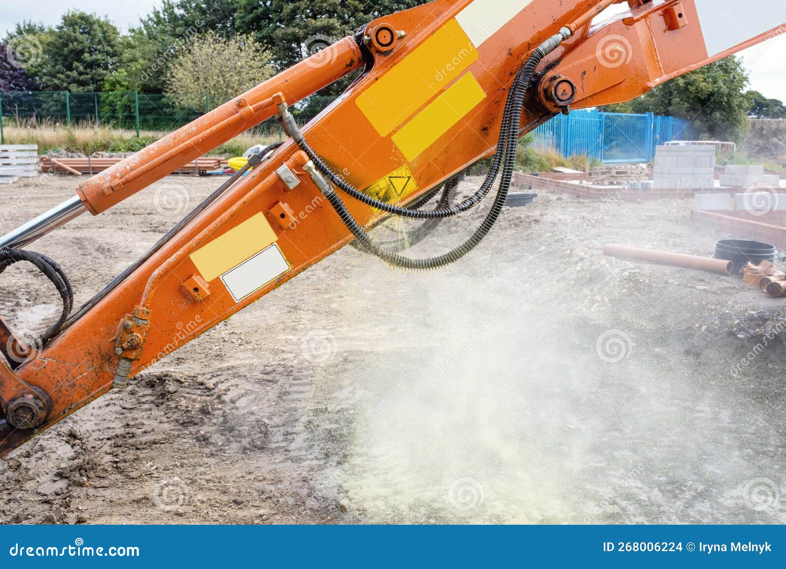 Incident in Construction As a Hydraulic Hose on Excavator Split and ...