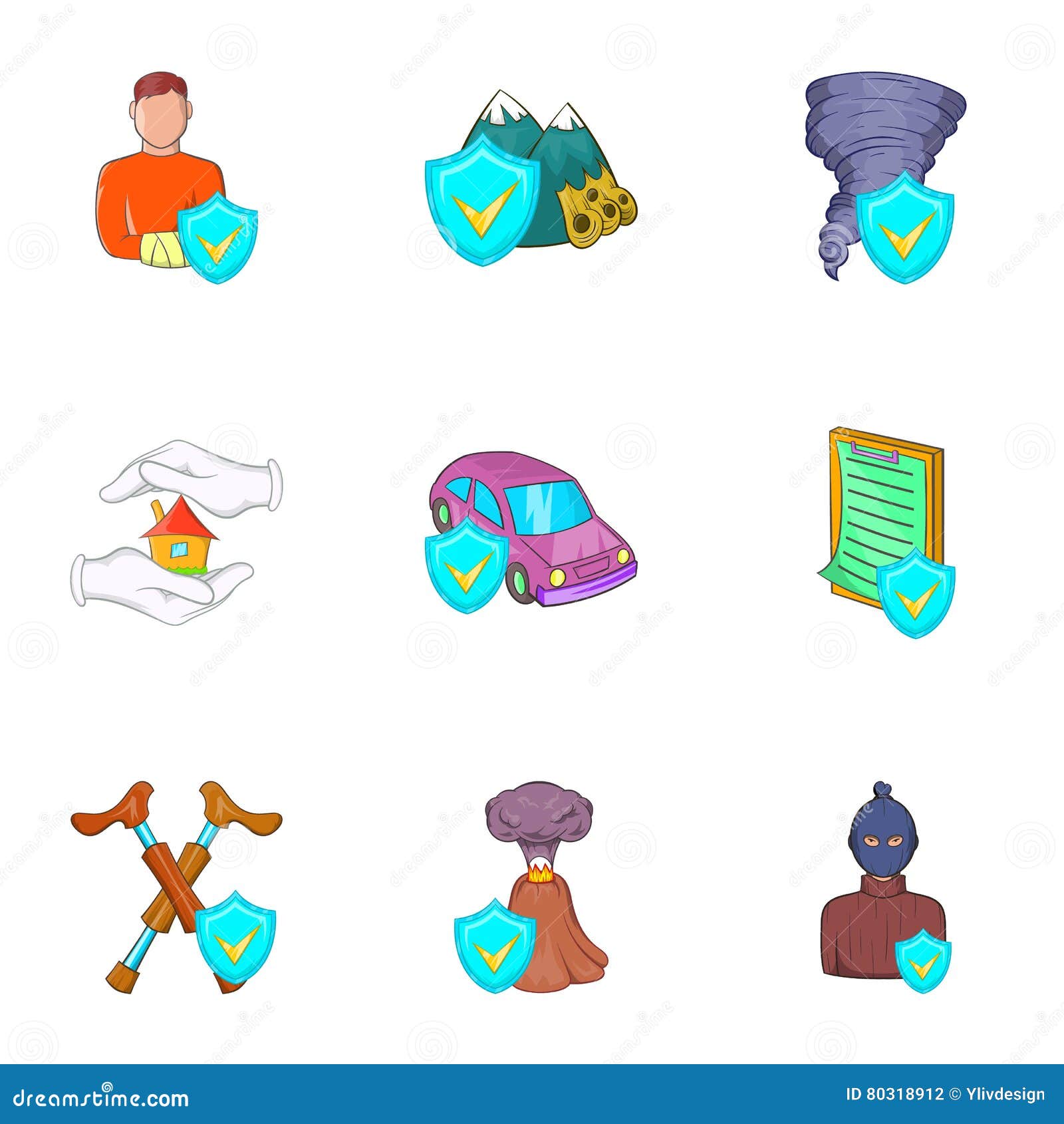 Incident Icons Set, Cartoon Style Stock Vector - Illustration of ...