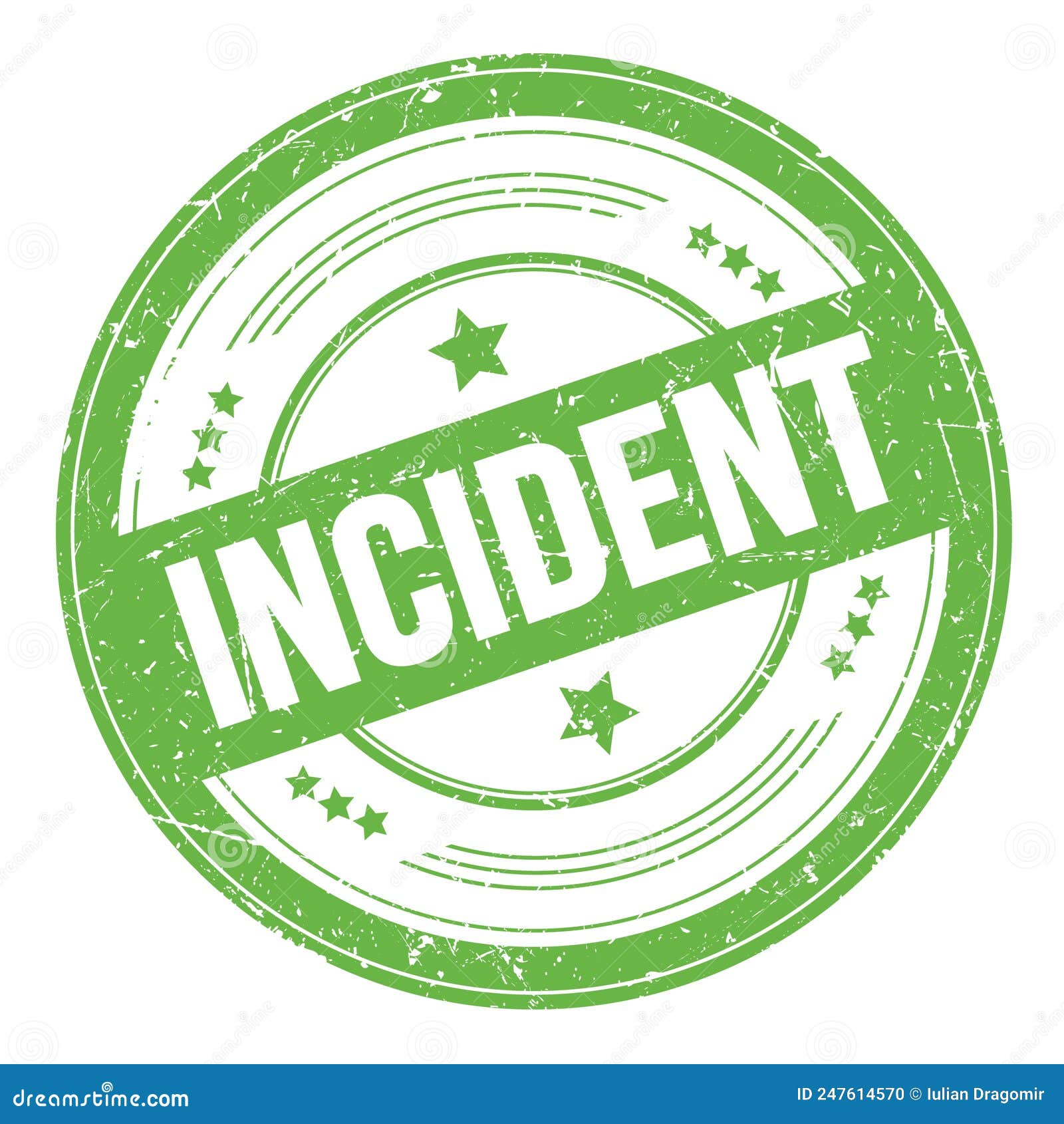 INCIDENT Text on Green Round Grungy Stamp Stock Illustration ...